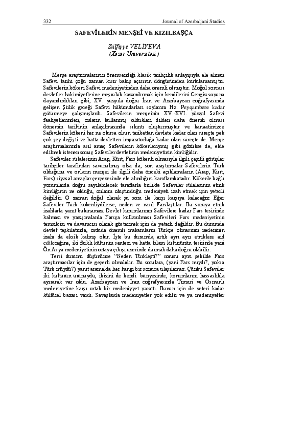 (PDF) Safevilerin Menşei ve Kızılbaşça /The Origin of Safavids and ...