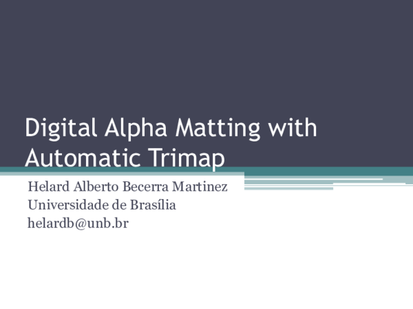 (PDF) Digital Alpha Matting with Automatic Trimap