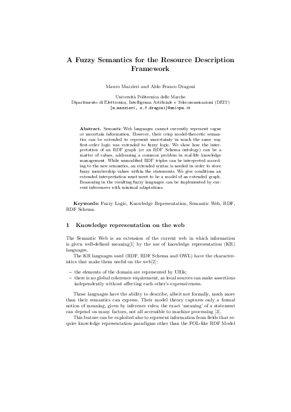 (PDF) A Fuzzy Semantics for the Resource Description Framework.