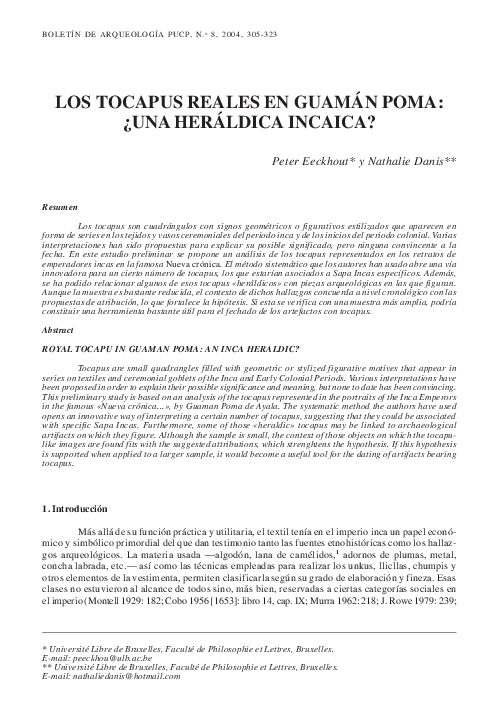 (PDF) Los tocapus reales en Guaman Poma de Ayala: una heraldica incaica ...