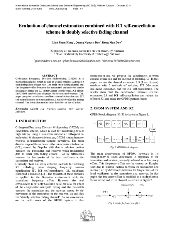 (PDF) Evaluation of channel estimation combined with ICI self-cancellation scheme in doubly ...