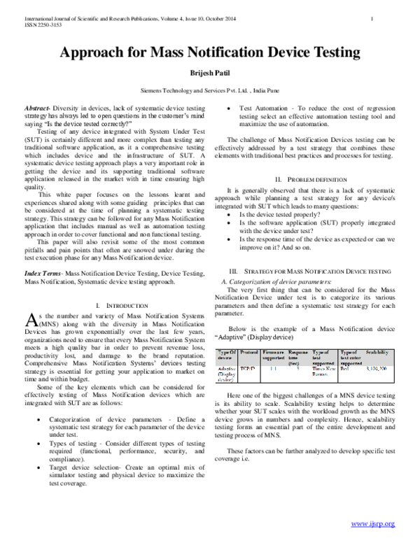 (PDF) Approach for Mass Notification Device Testing