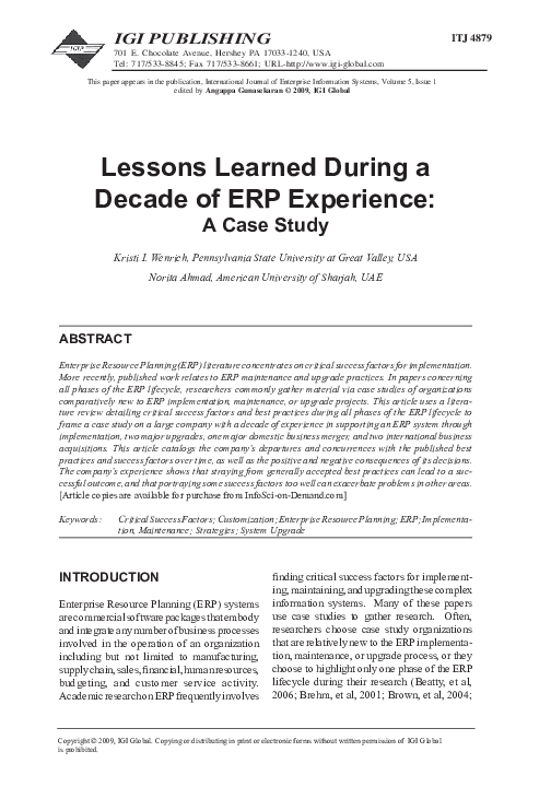 Lessons learned during... - artigo - 2009