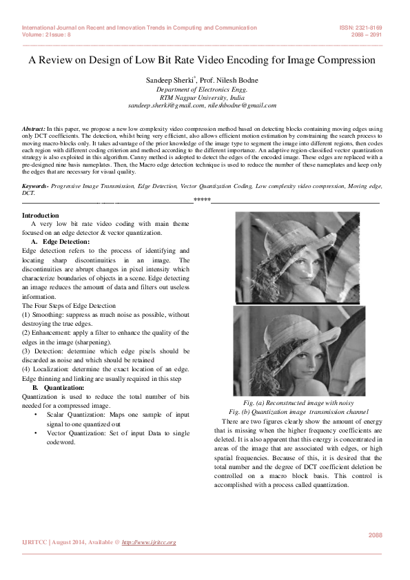 Pdf A Review On Design Of Low Bit Rate Video Encoding For Image