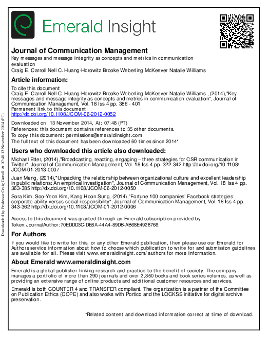 (PDF) Key messages and message integrity as concepts and metrics in ...