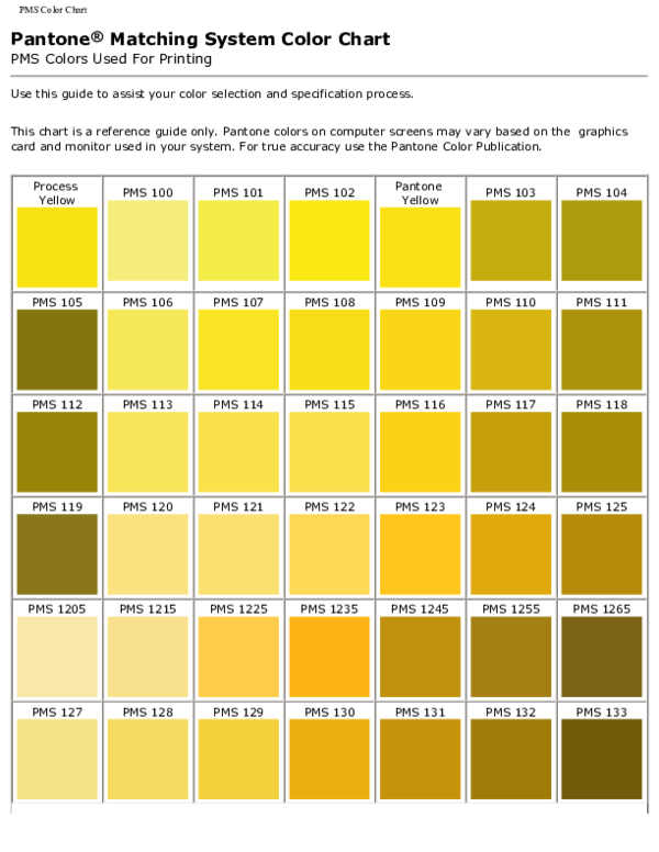 Yellow Pantone Color Chart What Is Pantone Matching System (PMS) And