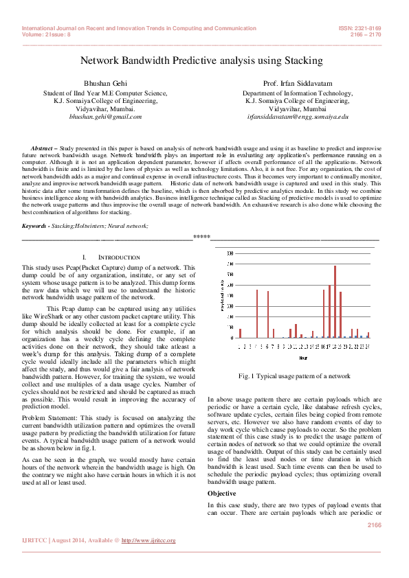 Pdf Network Bandwidth Predictive Analysis Using Stacking
