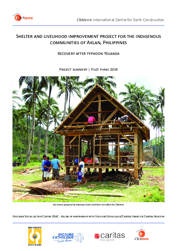 Shelter and livelihood improvement project for the indigenous ...
