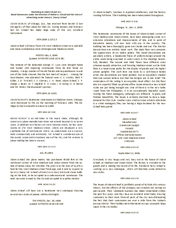 (DOC) Adam Schaaf Piano: Showroom Activity