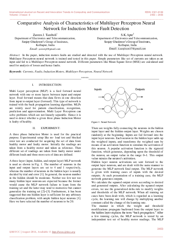 (PDF) Comparative Analysis of Characteristics of Multilayer Perceptron Neural Network for ...