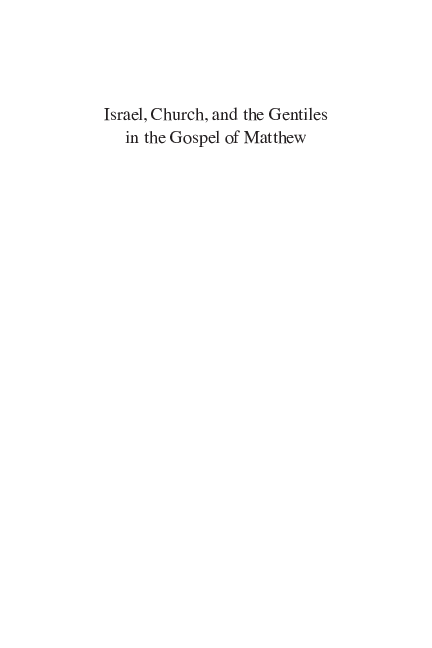 (PDF) Front Matter to Matthias Konradt, Israel, Church, and the ...