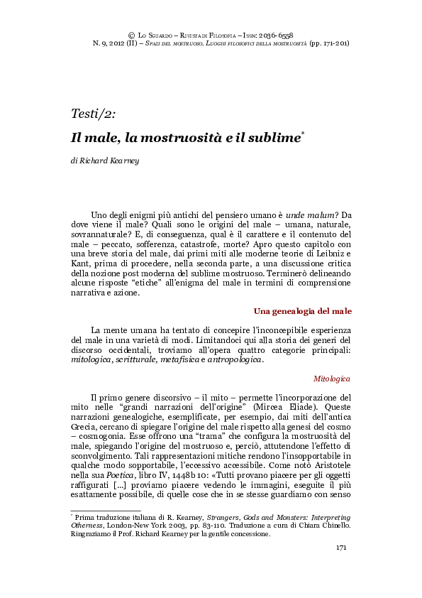 (PDF) Il male, la mostruosità, il sublime