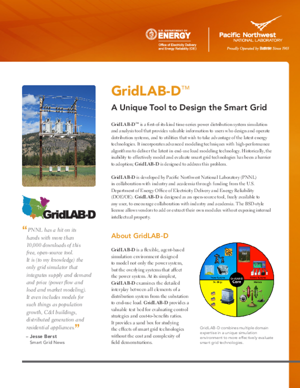 Pdf Gridlab D ™ A Unique Tool To Design The Smart Grid