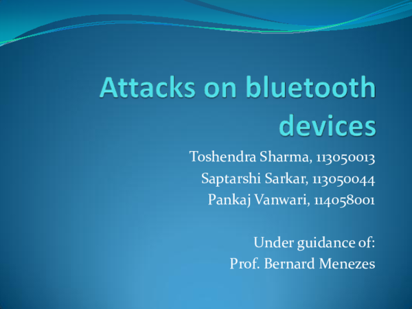 (PDF) Attacks on bluetooth devices