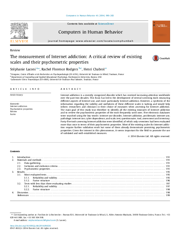 (PDF) The measurement of Internet addiction: A critical review of ...