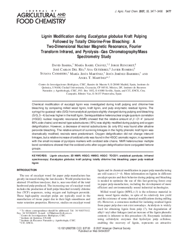 (PDF) Lignin Modification during Eucalyptus globulus Kraft Pulping ...