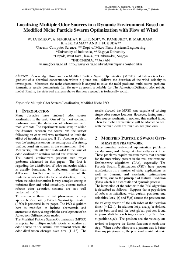 (PDF) Localizing Multiple Odor Sources in a Dynamic Environment Based on Modified Niche Particle ...