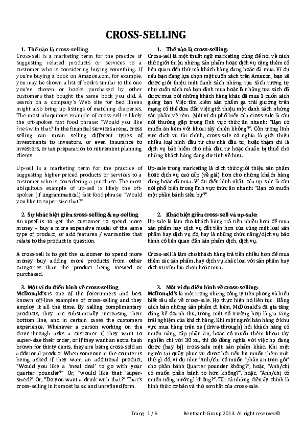 (PDF) CROSS-SELLING