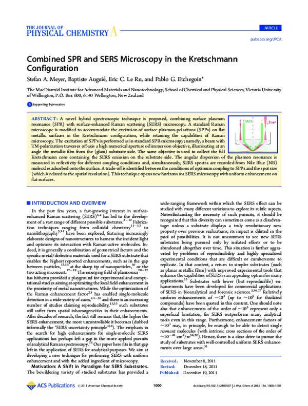 (PDF) Combined SPR and SERS Microscopy in the Kretschmann Configuration