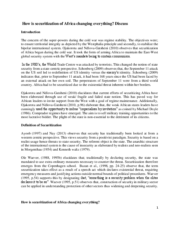 (PDF) How is Securitization of Africa Changing Everything?
