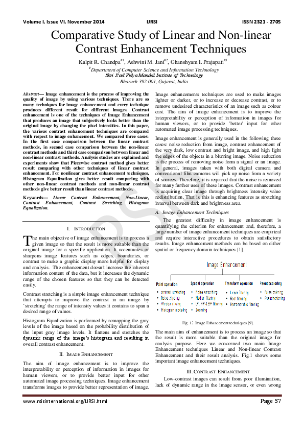 (PDF) Comparative Study of Linear and Non-linear Contrast Enhancement ...