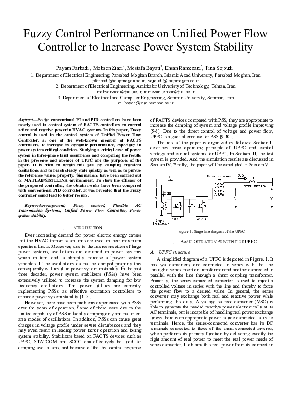 Pdf Fuzzy Control Performance On Unified Power Flow Controller To