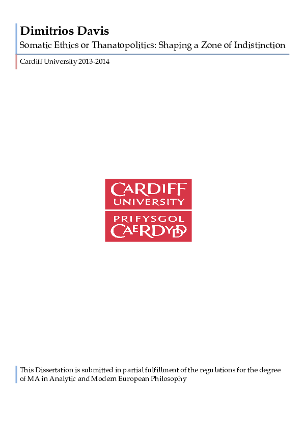 (PDF) Somatic Ethics or Thanato-politics: Shaping a zone of Indistinction