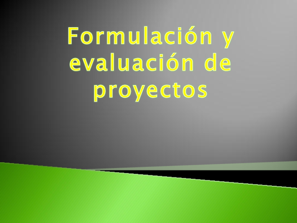 (PPT) Formulacion y evaluacion de proyectos