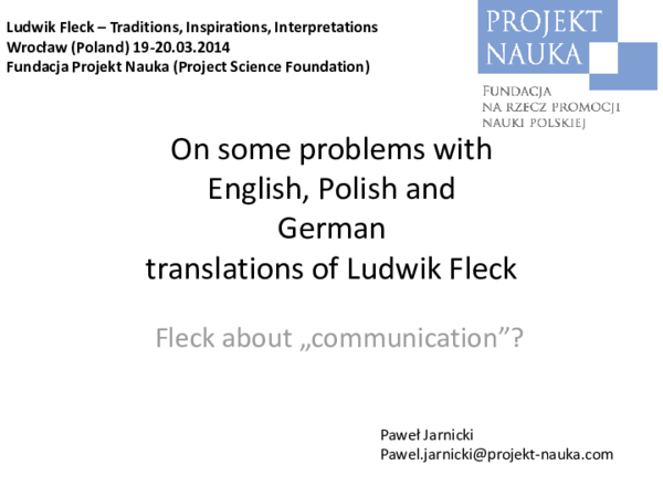 (PPT) On some problems with English, Polish and German translations of ...