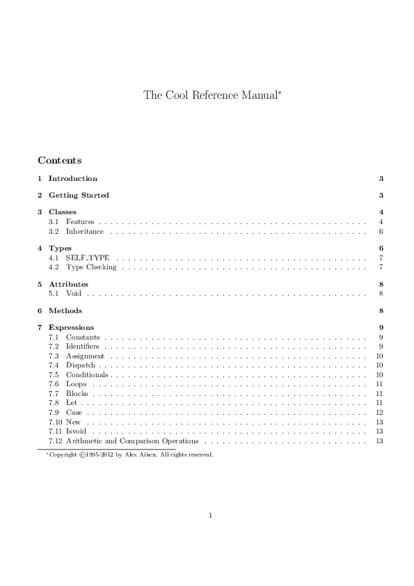 (PDF) The Cool Reference Manual