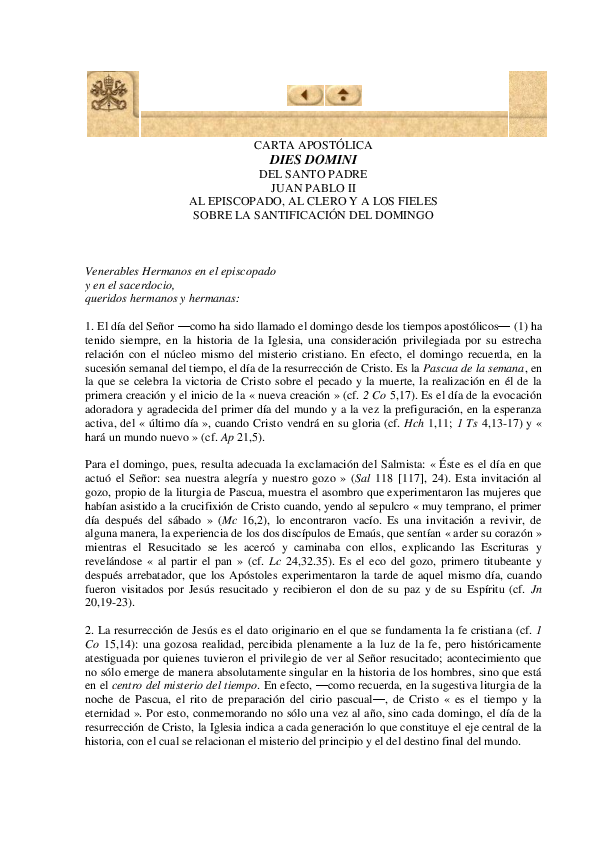 (PDF) CARTA APOSTÓLICA DIES DOMINI