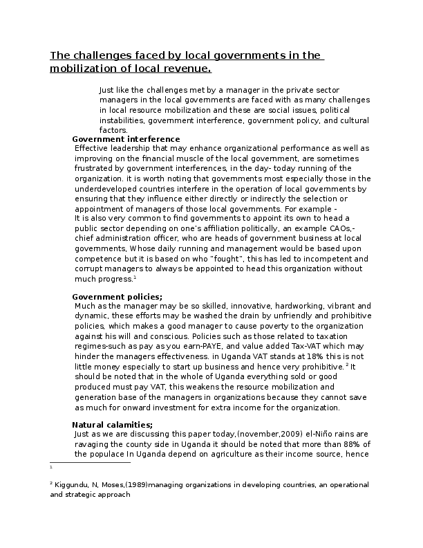 (DOC) The challenges faced by local governments in the mobilization of ...