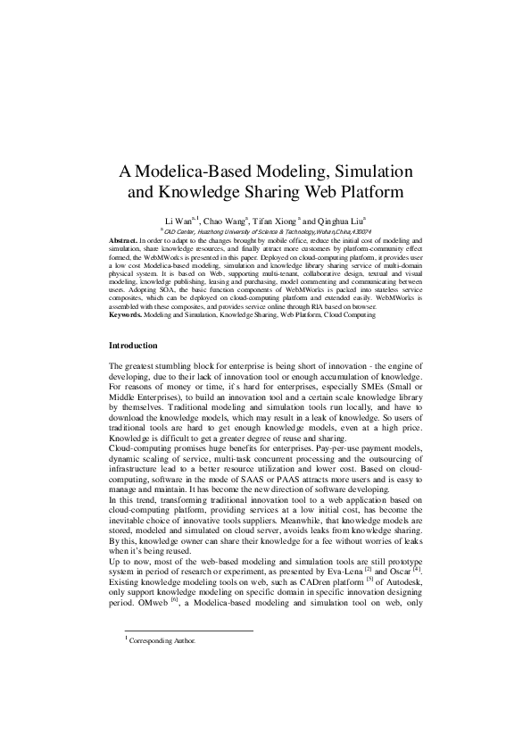 (PDF) A Modelica-Based Modeling, Simulation and Knowledge Sharing Web Platform