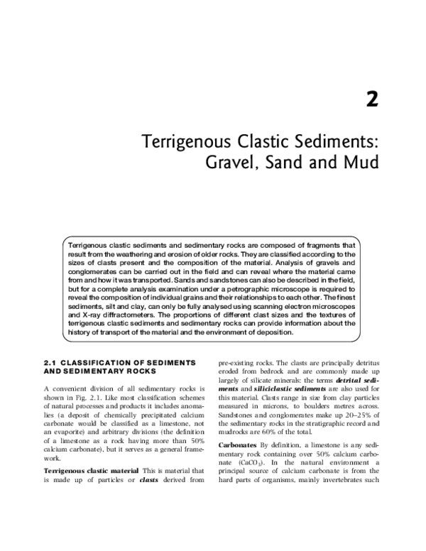 (PDF) 2 Terrigenous Clastic Sediments: Gravel, Sand and Mud