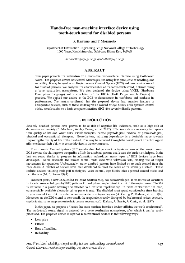(PDF) Hands-free man-machine interface device using tooth-touch sound ...