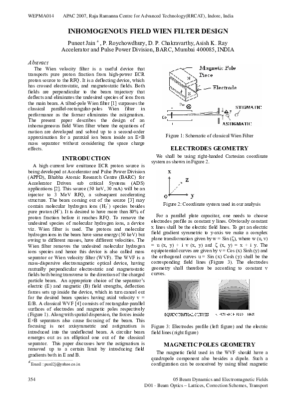(PDF) INHOMOGENOUS FIELD WIEN FILTER DESIGN