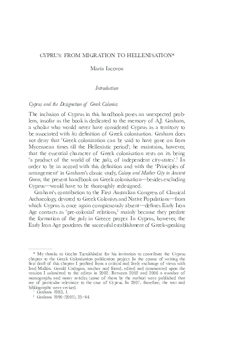 (PDF) M. Iacovou 2008: Cyprus: From Migration to Hellenisation (part I ...