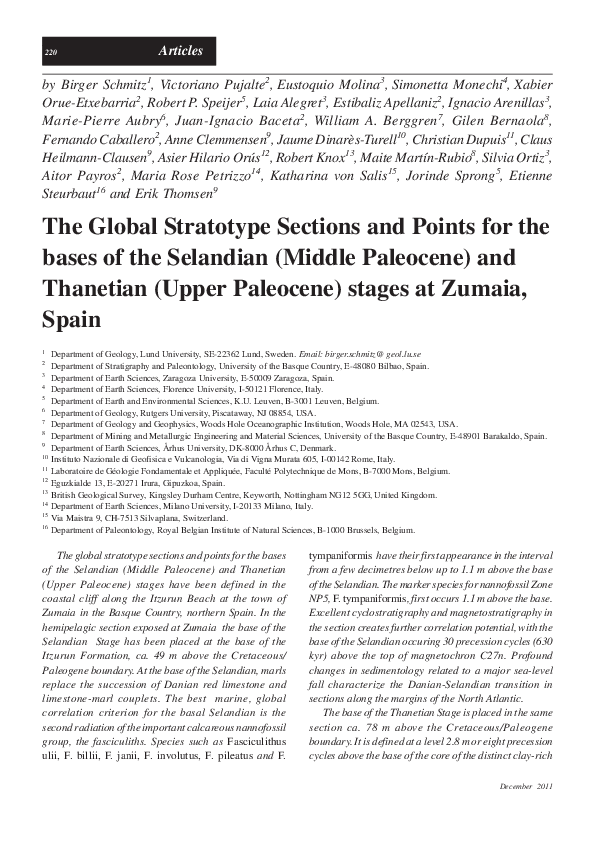 (PDF) The Global Stratotype Sections and Points for the bases of the ...