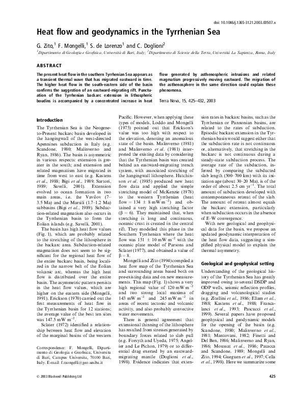 (PDF) Heat flow and geodynamics in the Tyrrhenian Sea | Salvatore de ...