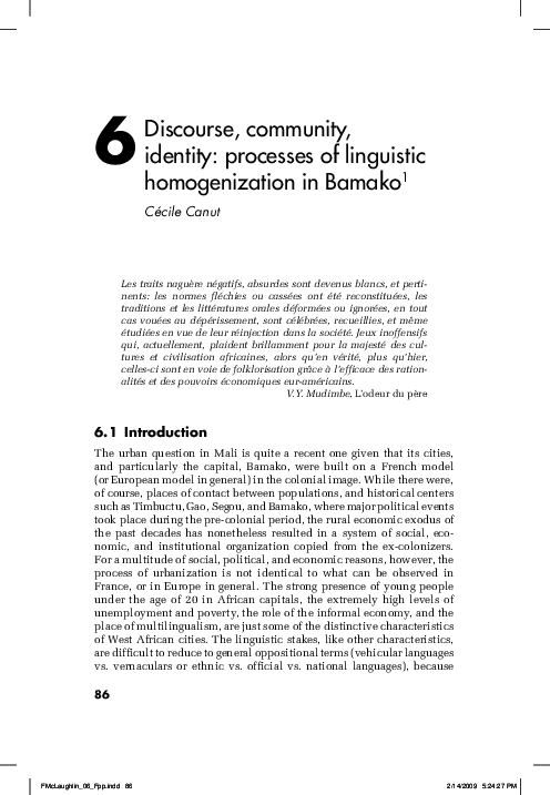 « Discourses, community, identity : processes of linguistic ...