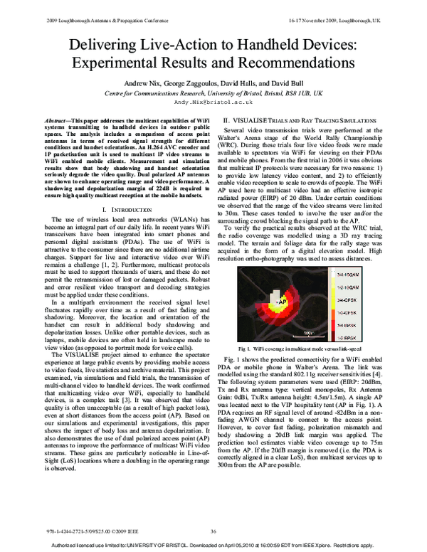 (PDF) Delivering Live Action to Handheld Devices: Experimental Results ...