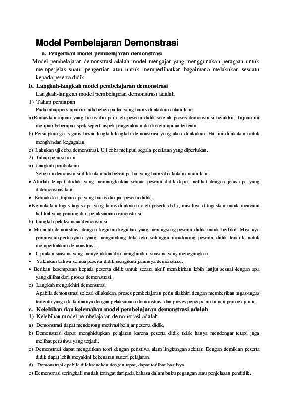 (DOC) Model Pembelajaran Demonstrasi