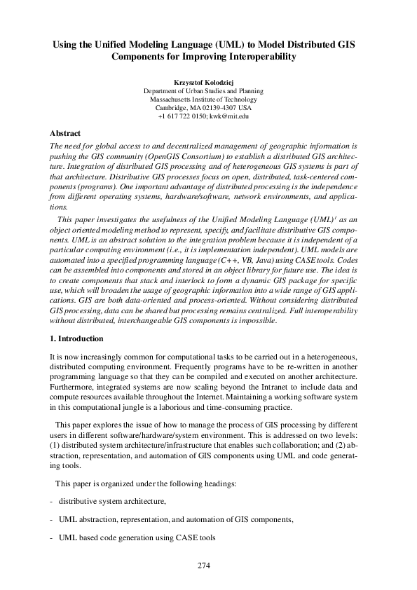Pdf Using The Unified Modeling Language Uml To Model Distributed