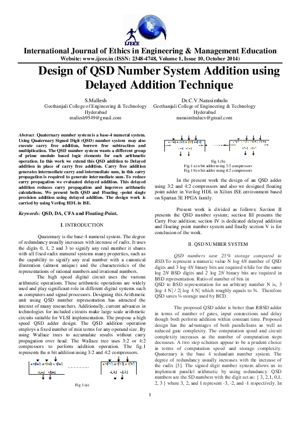 (PDF) Design of QSD Number System Addition using Delayed Addition Technique