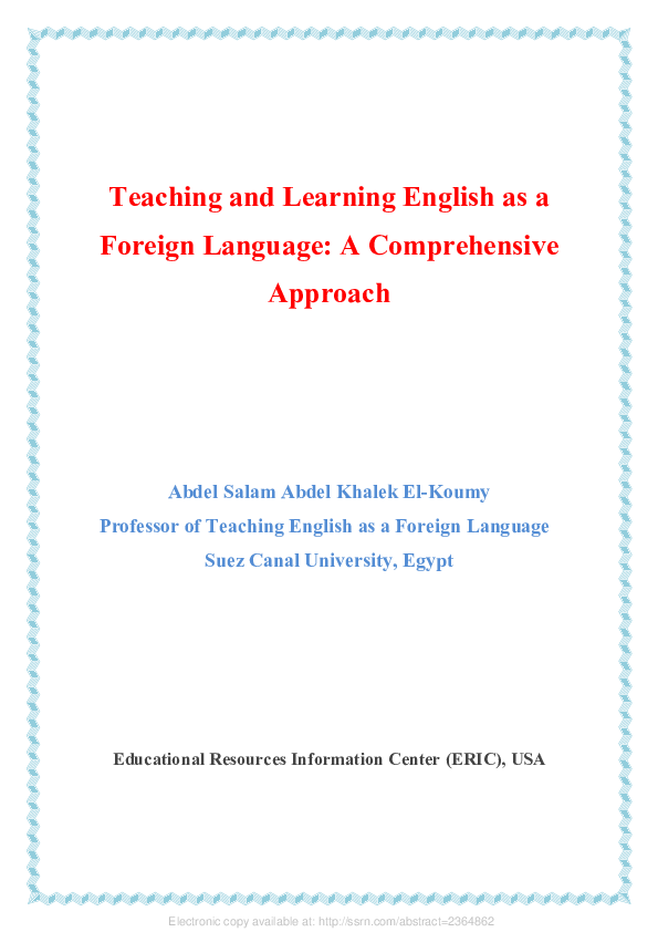 (PDF) Teaching and Learning English as a Foreign Language: A ...