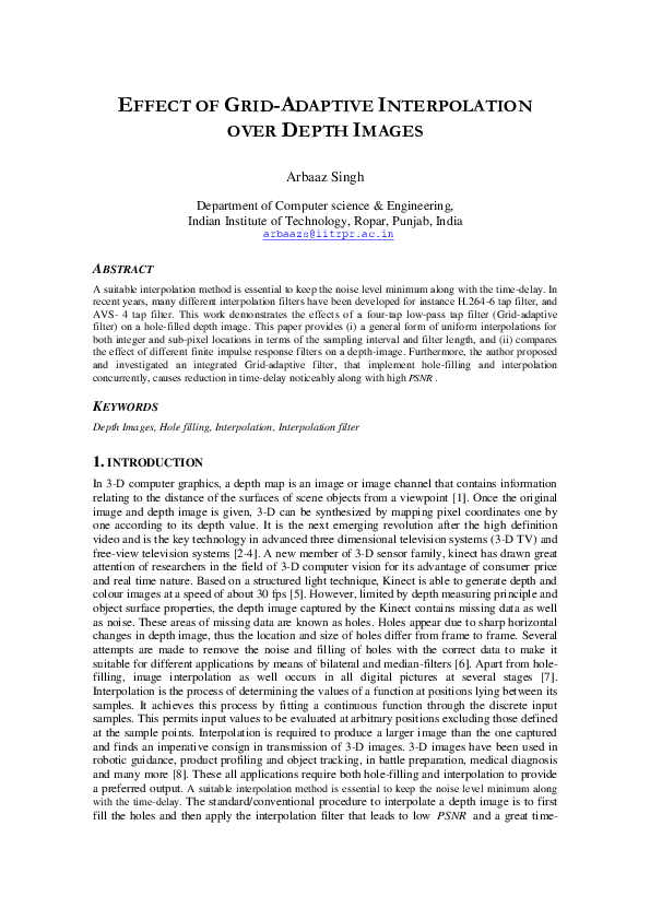 (PDF) EFFECT OF GRID-ADAPTIVE INTERPOLATION OVER DEPTH IMAGES