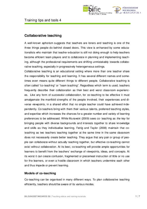 (PDF) Collaborative teaching