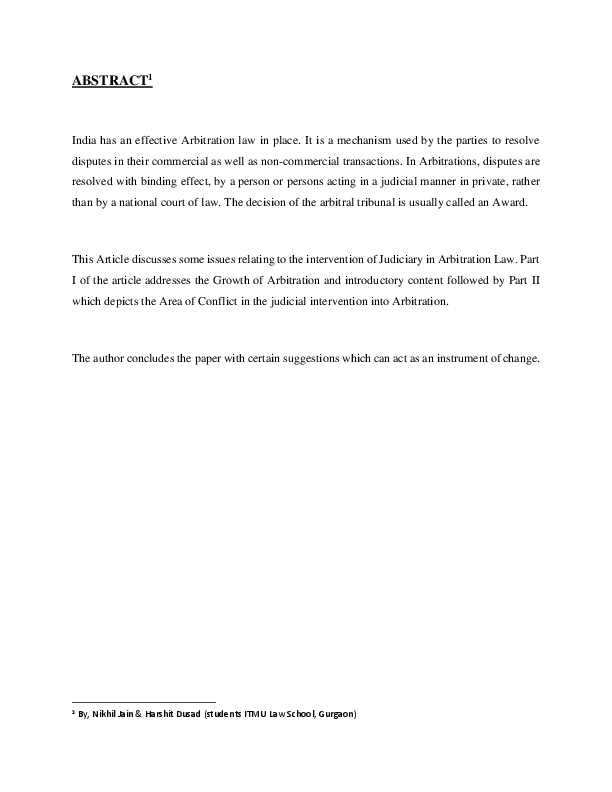 (PDF) Judicial Intervention in Arbitration