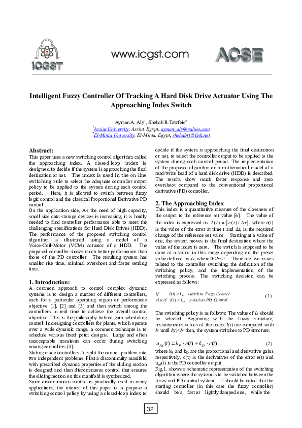 (PDF) Intelligent Fuzzy Controller Of Tracking A Hard Disk Drive Actuator Using The Approaching ...