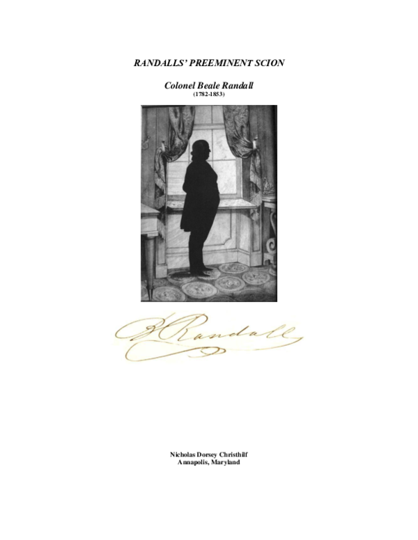 (PDF) Maryland's Randalls' Preeminent Scion, A Sketch of the Life of ...